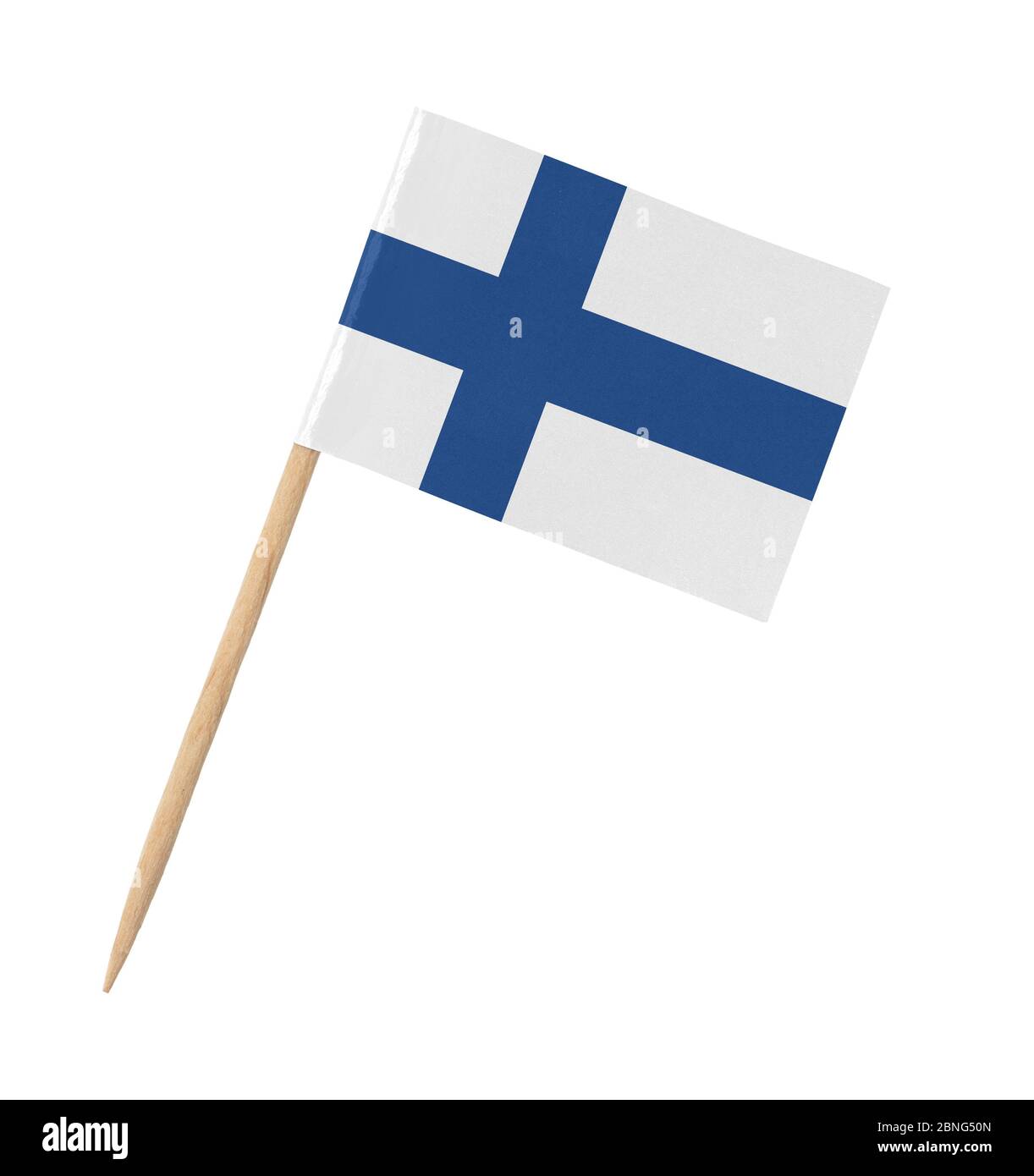 Small paper flag of Finland on wooden stick, isolated on white Stock ...