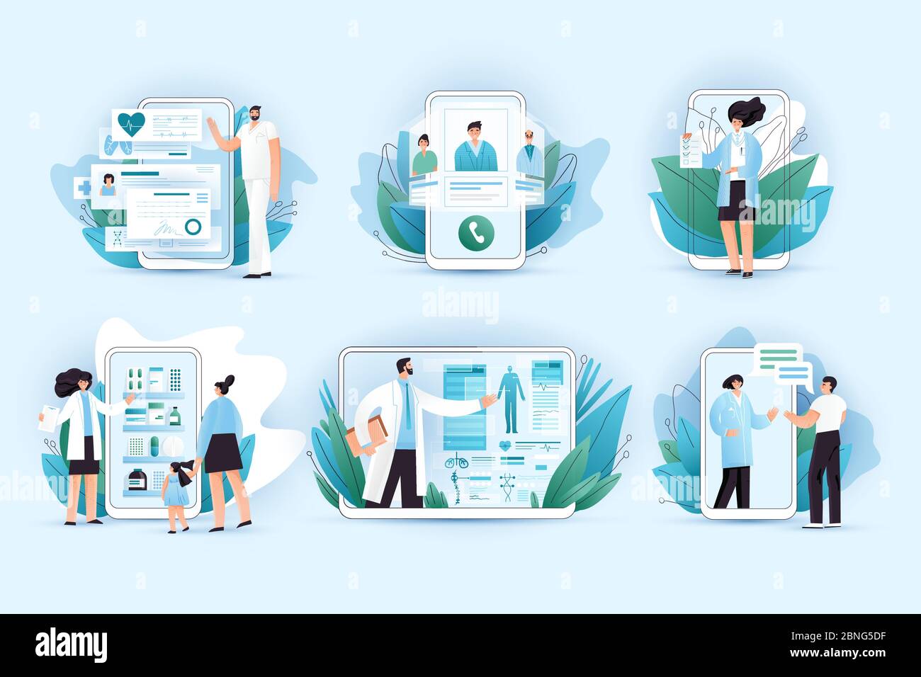 Nurse consulting tablet screen Stock Vector Images - Alamy