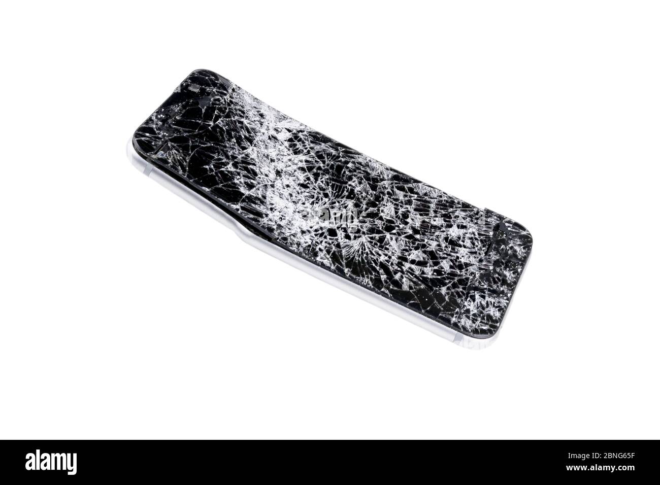 Modern mobile smartphone broken screen and damages. Cellphone crashed ...