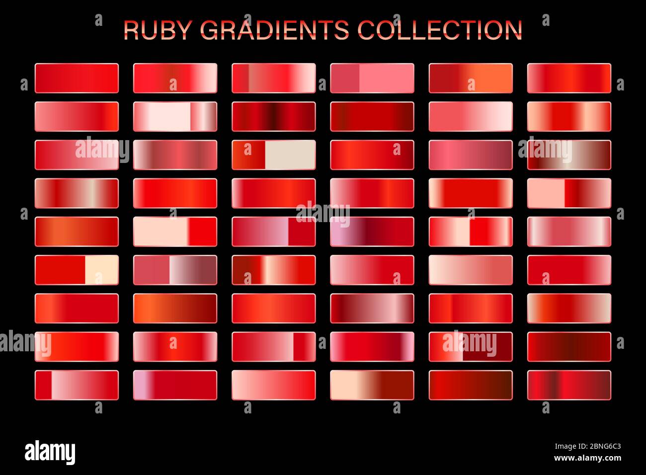 Red ruby glossy gradient, metal foil texture. Color swatch set ...