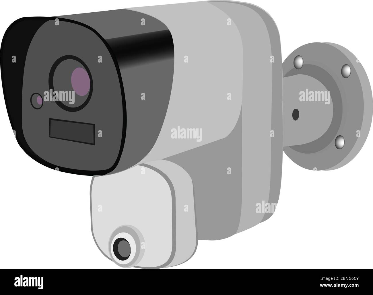 Illustration of a grey security camera isolated on a white background ...