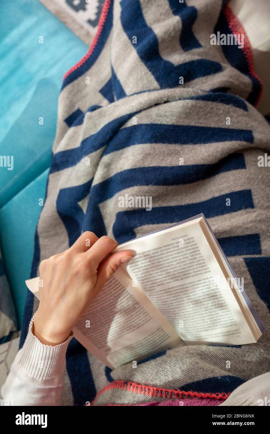 top viewe woman reading a book Stock Photo - Alamy