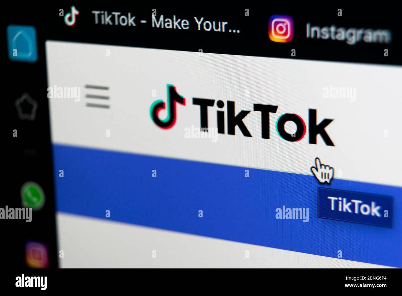 Sankt-Petersburg, Russia, May 11, 2020: Tik Tok homepage on Apple iMac ...