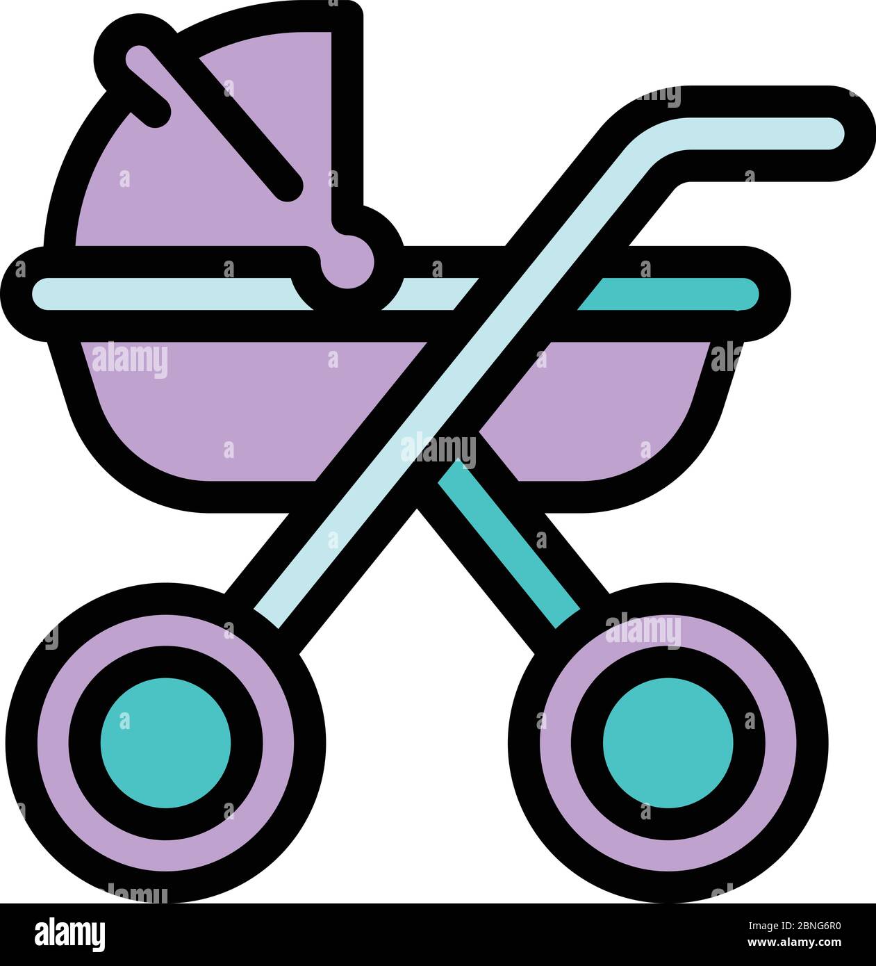 Family baby pram icon. Outline family baby pram vector icon for web ...
