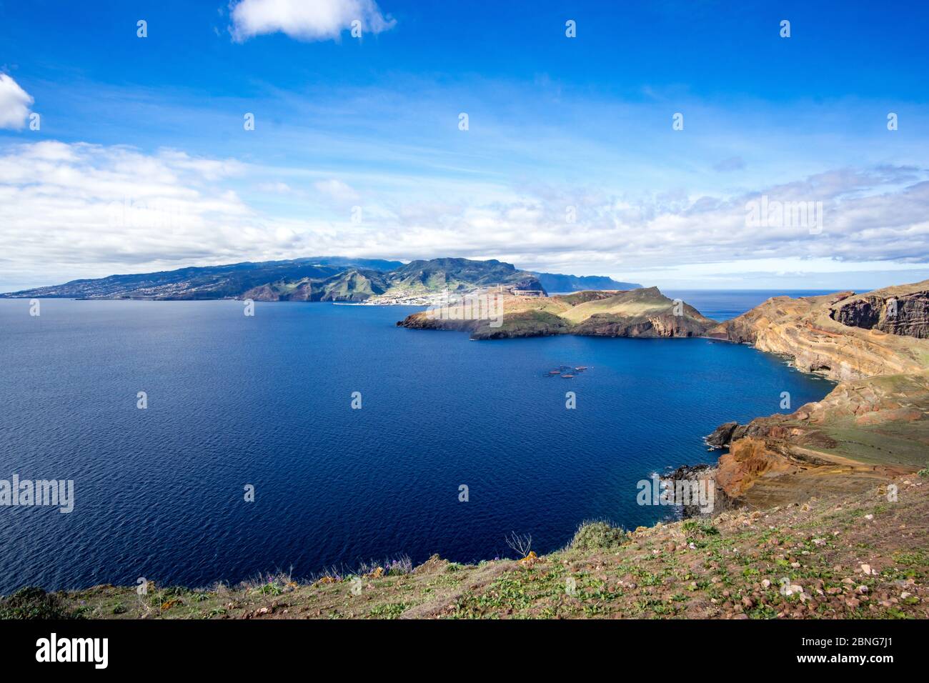Beautiful view of Madeira Island in Portugal under the cloudy blue sky ...