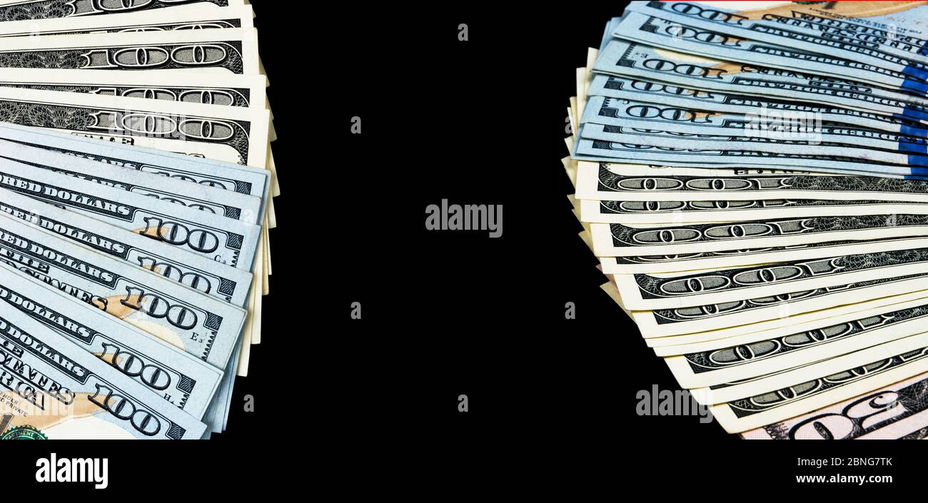 Stack of one hundred dollar bills. Stack of cash money in hundred ...