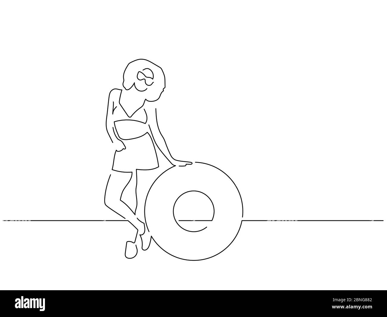Full length people isolated line drawing, vector illustration design ...