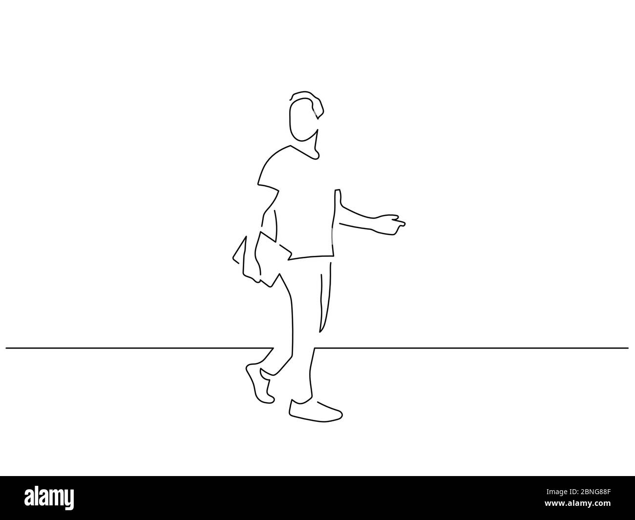 Full length people isolated line drawing, vector illustration design ...