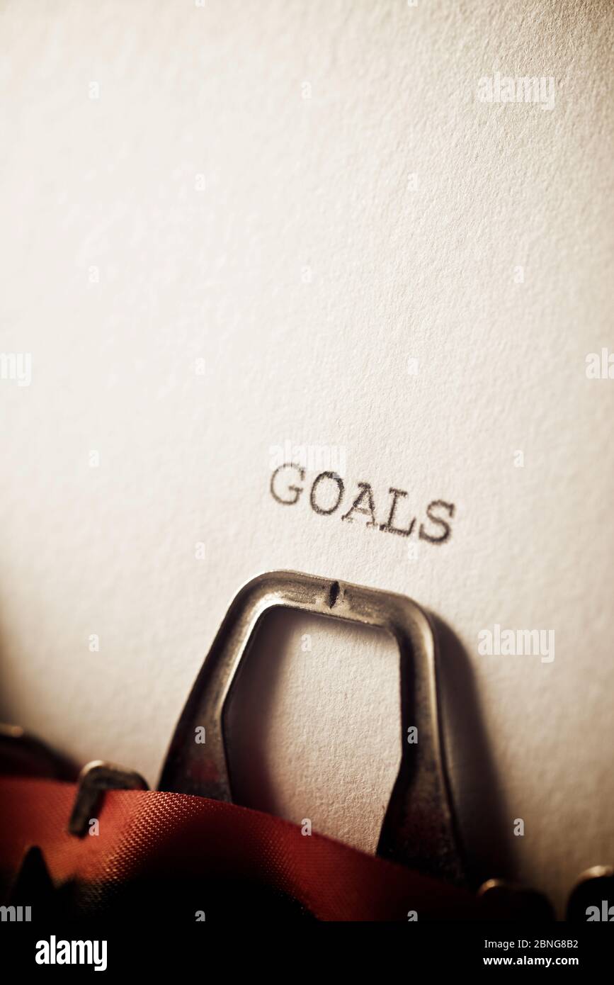 The word Goals written with a typewriter Stock Photo - Alamy