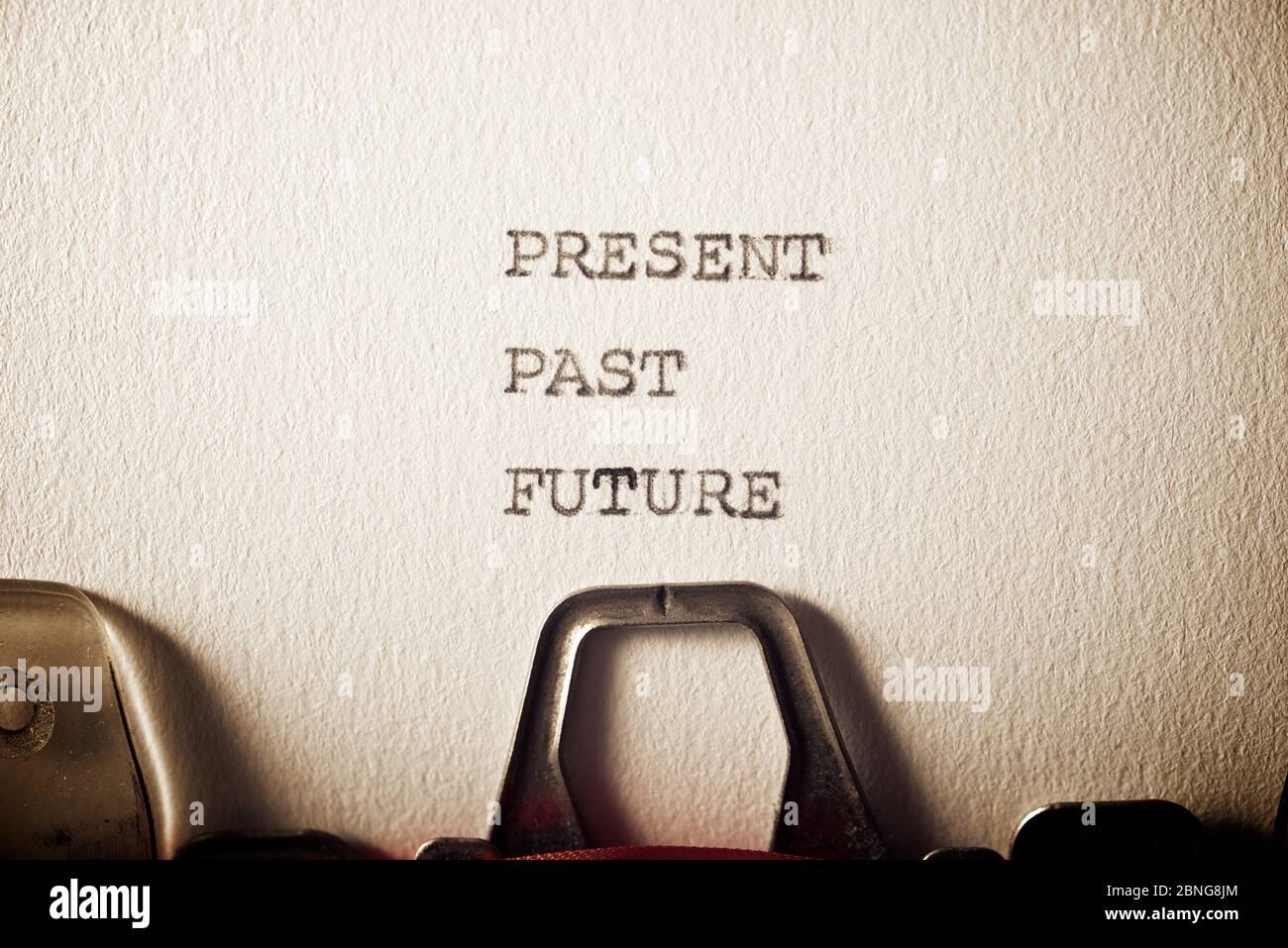 The words present, past and future, written with a typewriter Stock ...