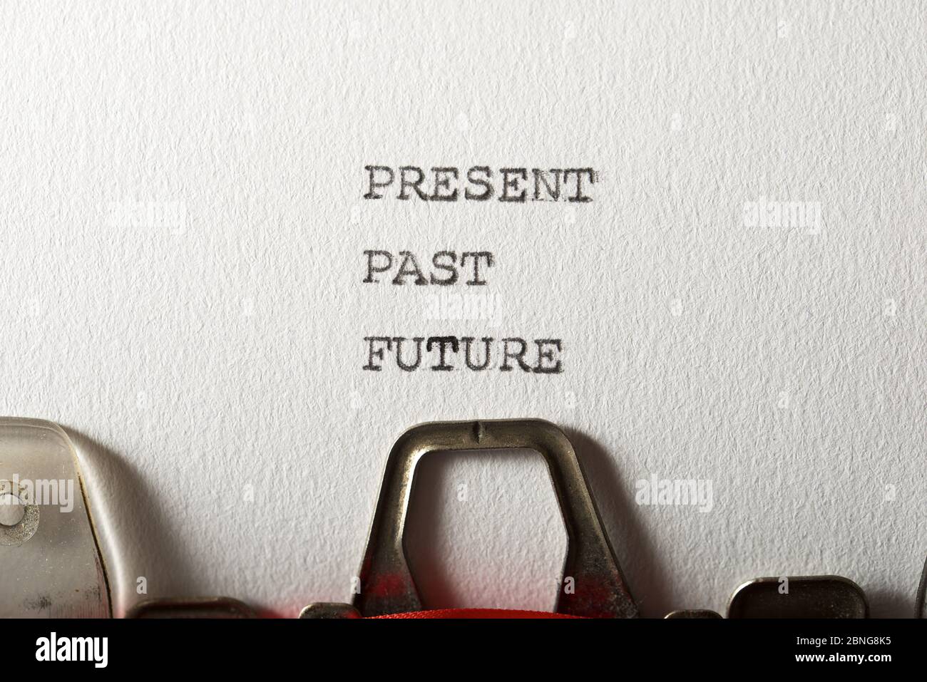 The words present, past and future, written with a typewriter Stock ...