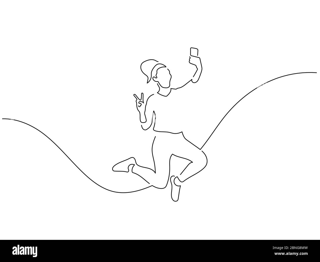 Full length people isolated line drawing, vector illustration design ...