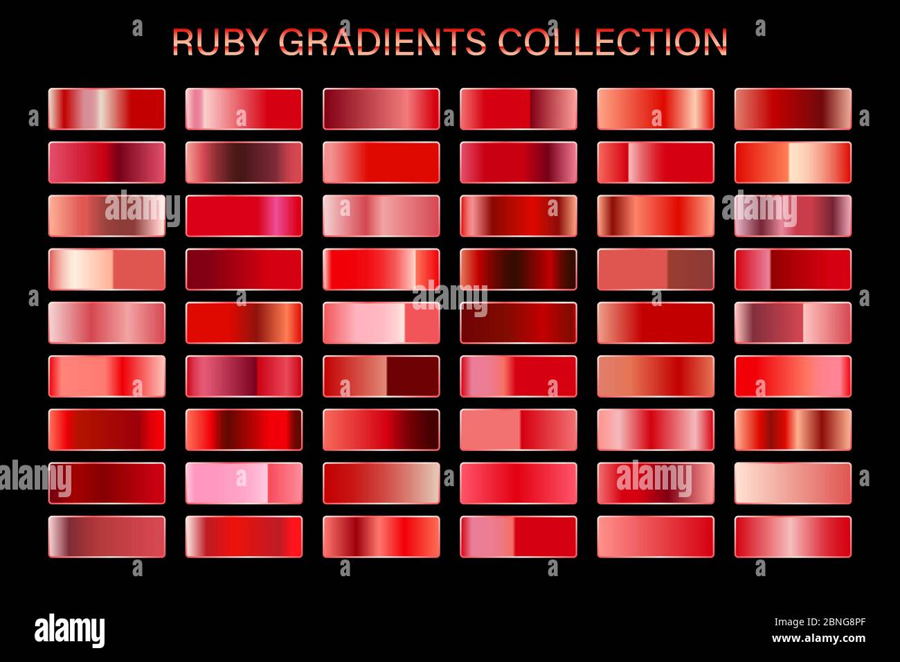 Red ruby glossy gradient, metal foil texture. Color swatch set. Collection of high quality ...