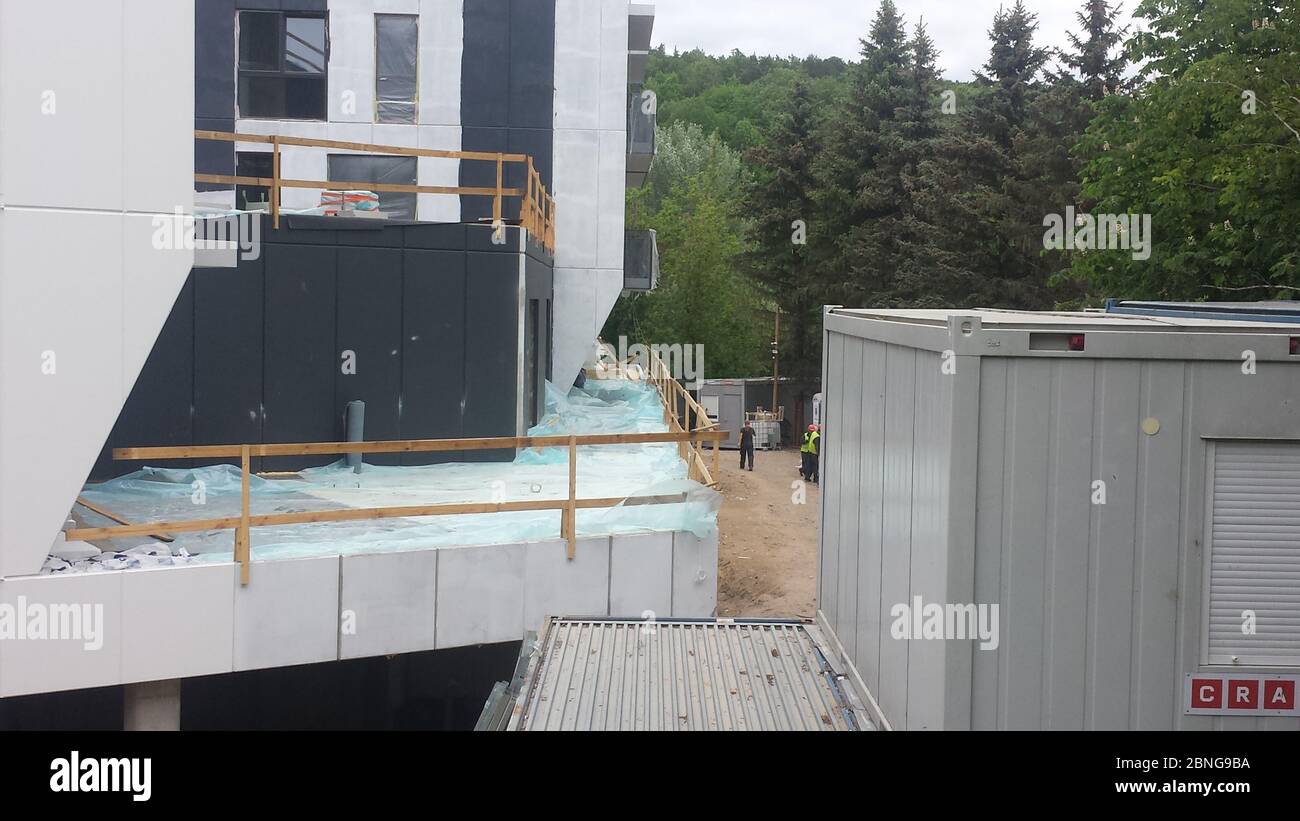 New almost finished apartment building under construction Stock Photo ...