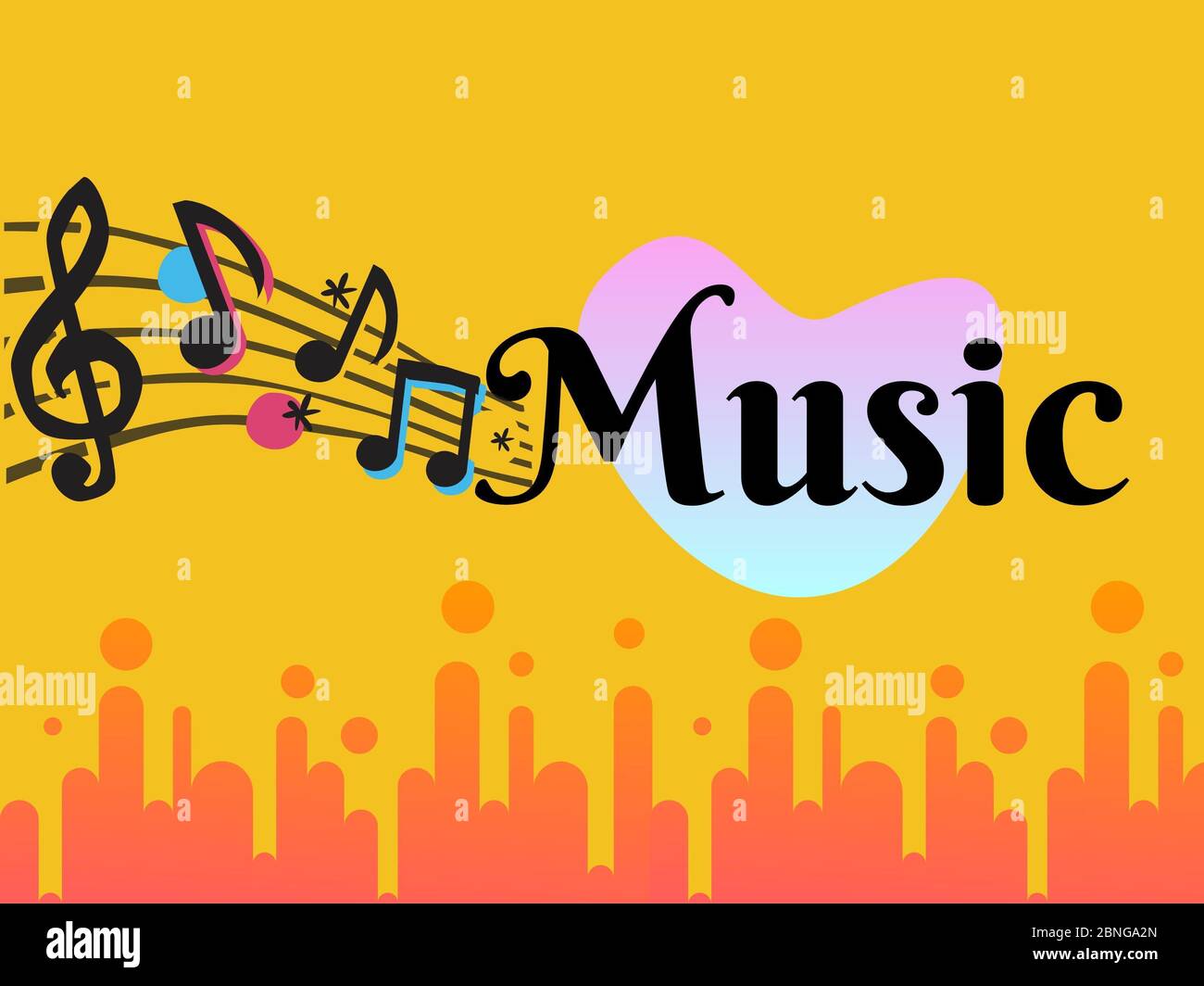 Colorful music Illustration and music notes that fly into the music ...