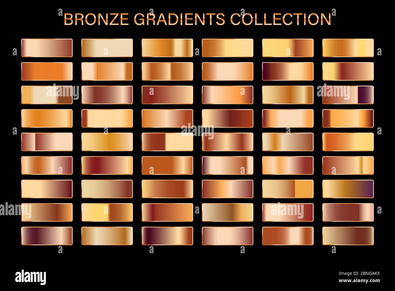 Bronze glossy gradient, metal foil texture. Color swatch set ...