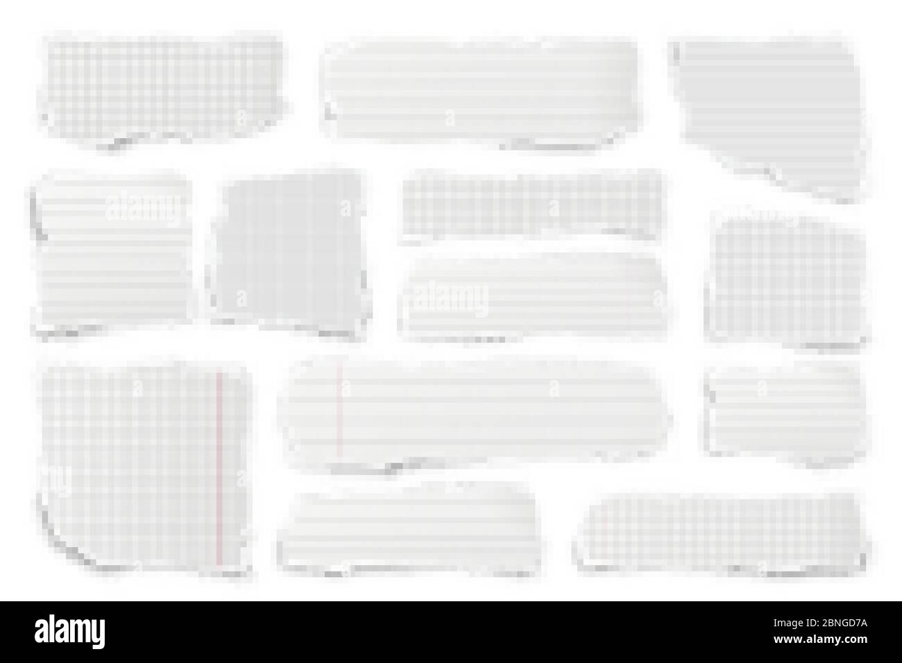 Ripped paper strips. Realistic crumpled paper scraps with torn edges ...