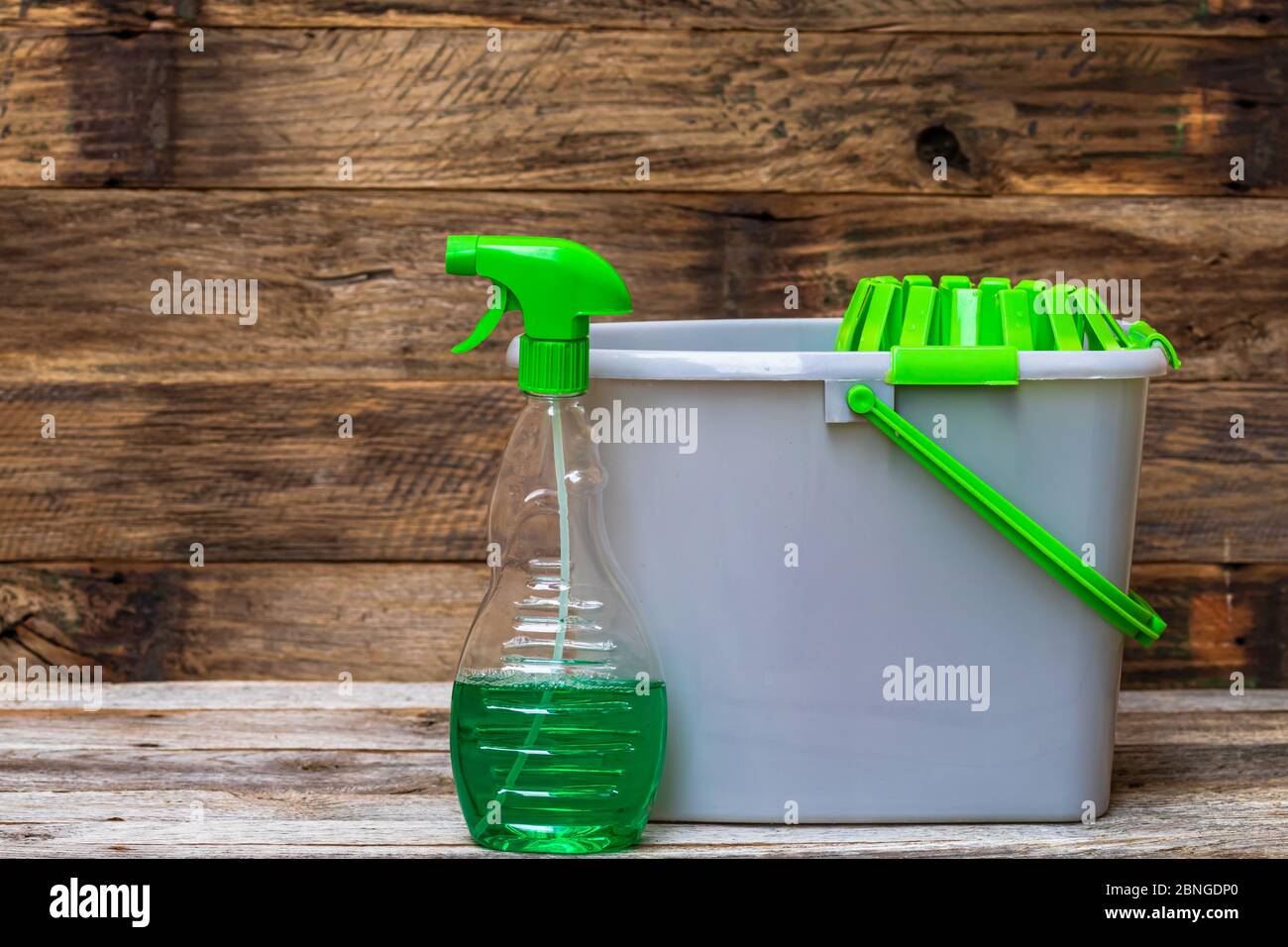 Cleaning sprayer anti bacterial sanitizer spray isolated with mop ...