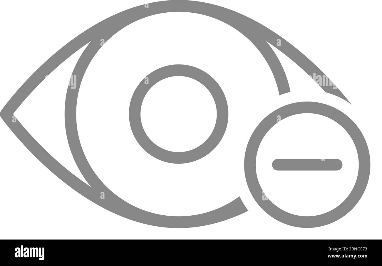 Human eye with minus line icon. Disease visual system, myopia symbol ...