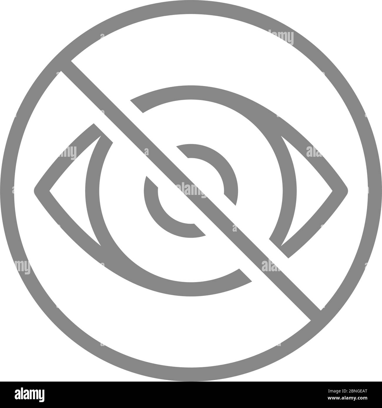 Human eye with prohibition sign line icon. Transplantation, no visual ...