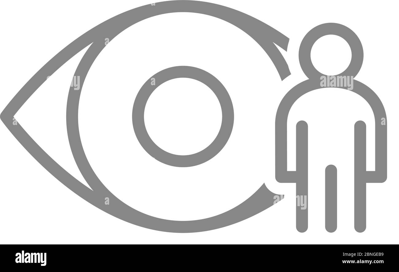 Human eye with man line icon. Human visual system, healthy organ symbol ...