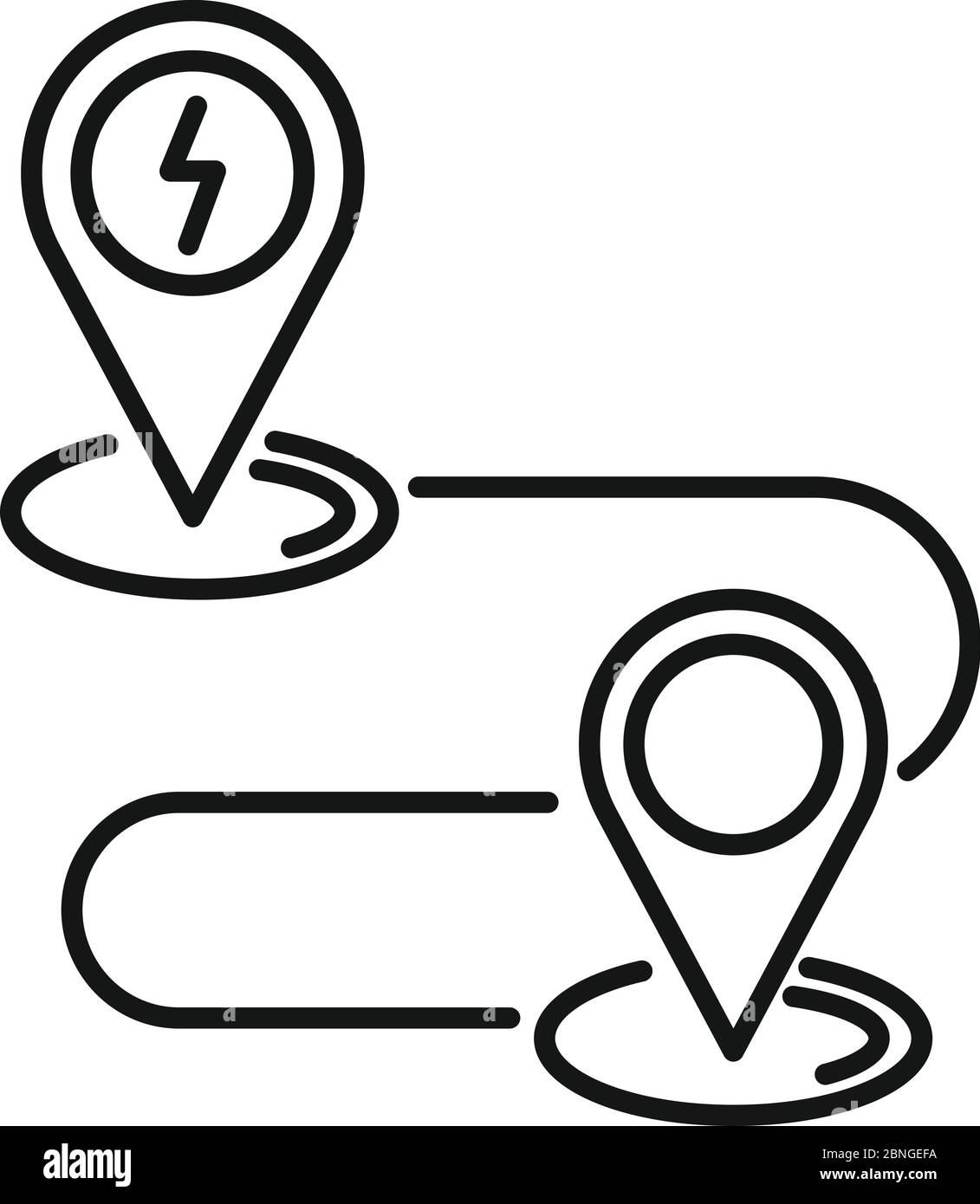 Electric car route icon. Outline electric car route vector icon for web ...