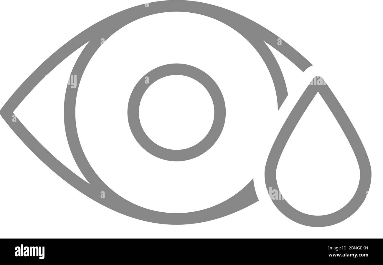Human eye with drop line icon. Eye drops, medicine, tears symbol Stock ...