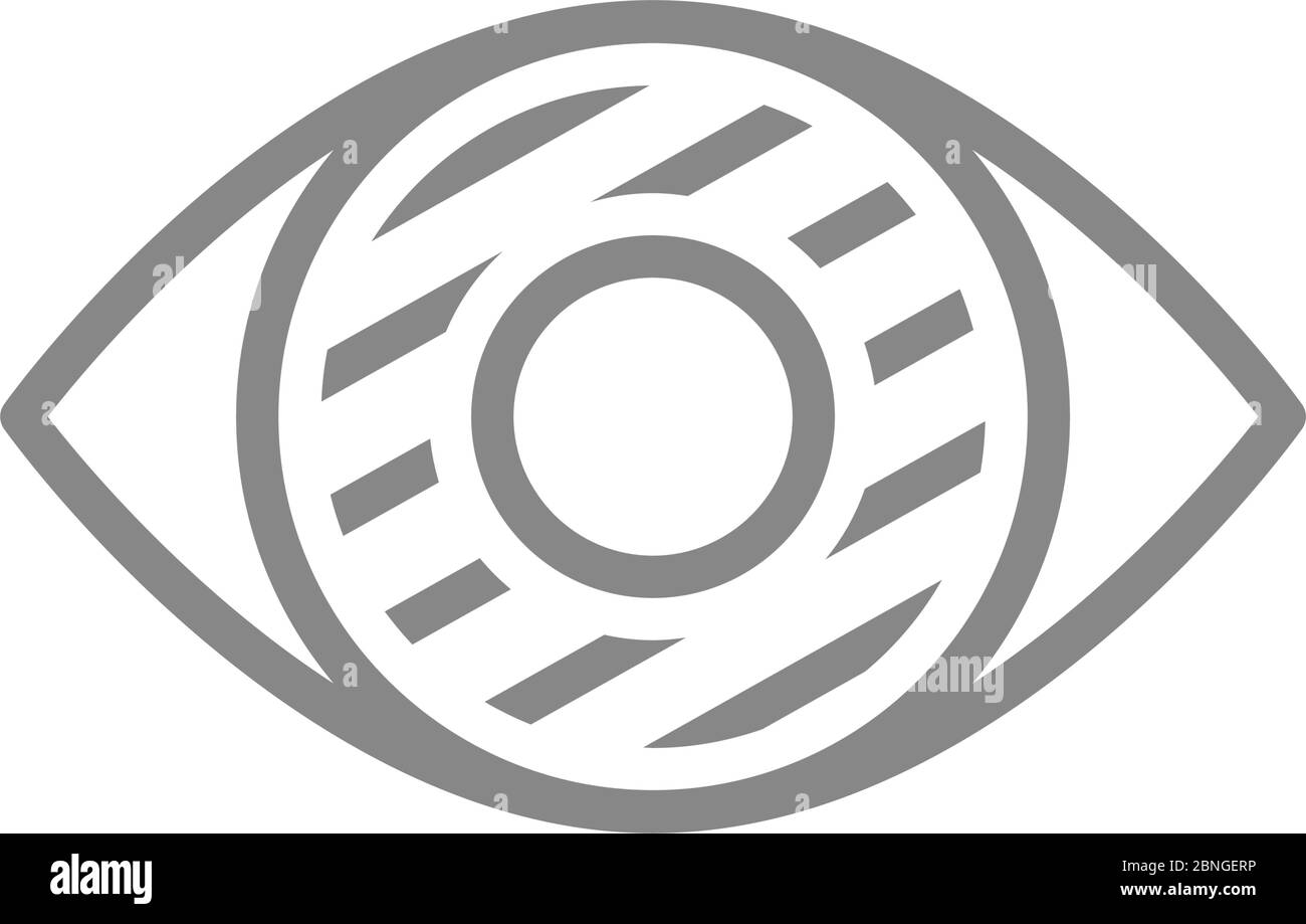 Human eye disease line icon. Infected organ, inflammation of the iris ...
