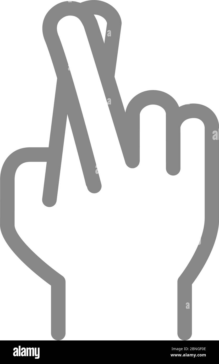 Crossed fingers line icon. Wish for luck gesture symbol Stock Vector ...