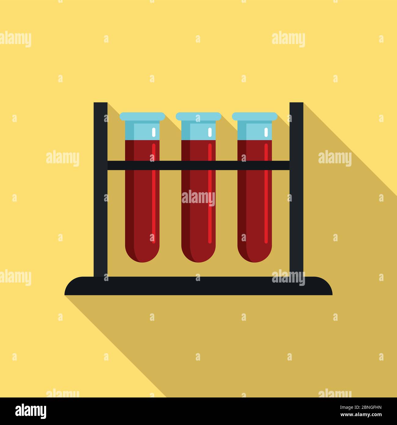 Blood test tube stand icon. Flat illustration of blood test tube stand ...