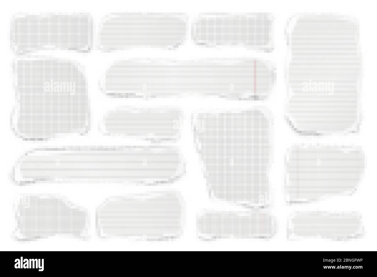 Ripped paper strips. Realistic crumpled paper scraps with torn edges ...