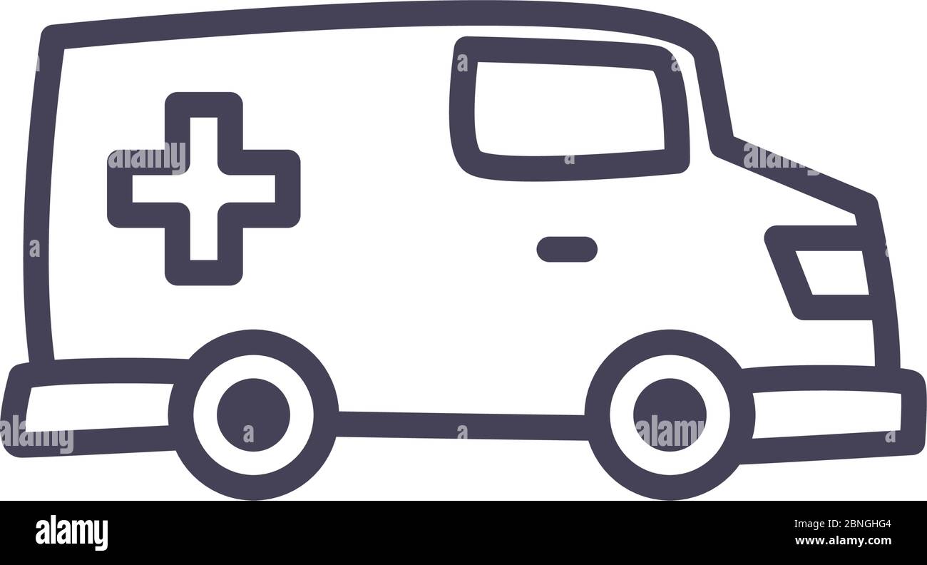 Ambulance line style icon design of Medical care health and emergency ...