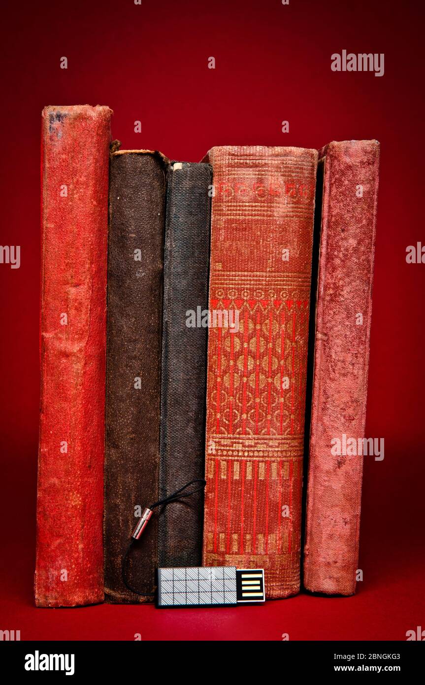 old antique books from scuffs and scratches Stock Photo - Alamy