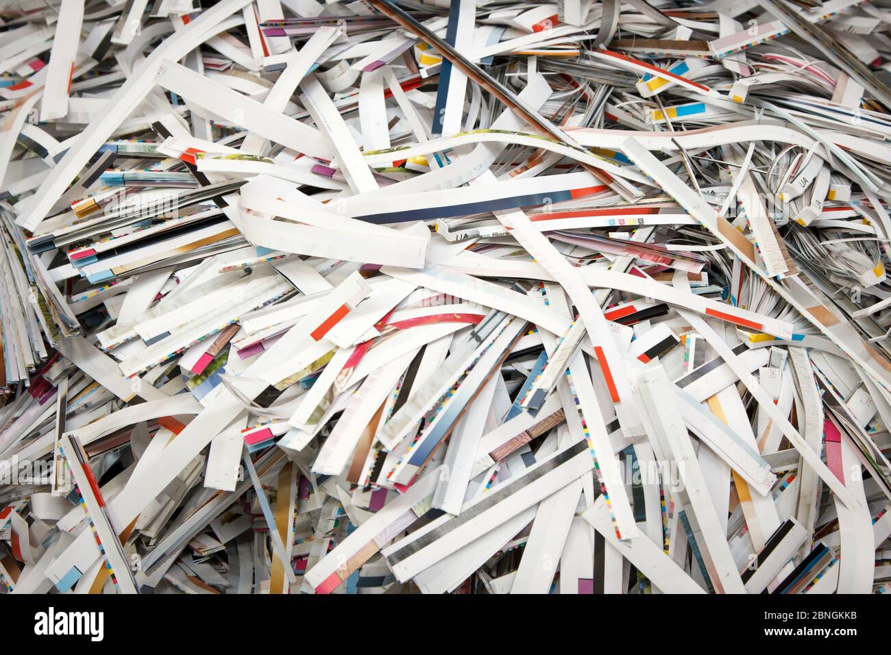 A closely-photographed pile of cut strips of polygraph paper Stock ...