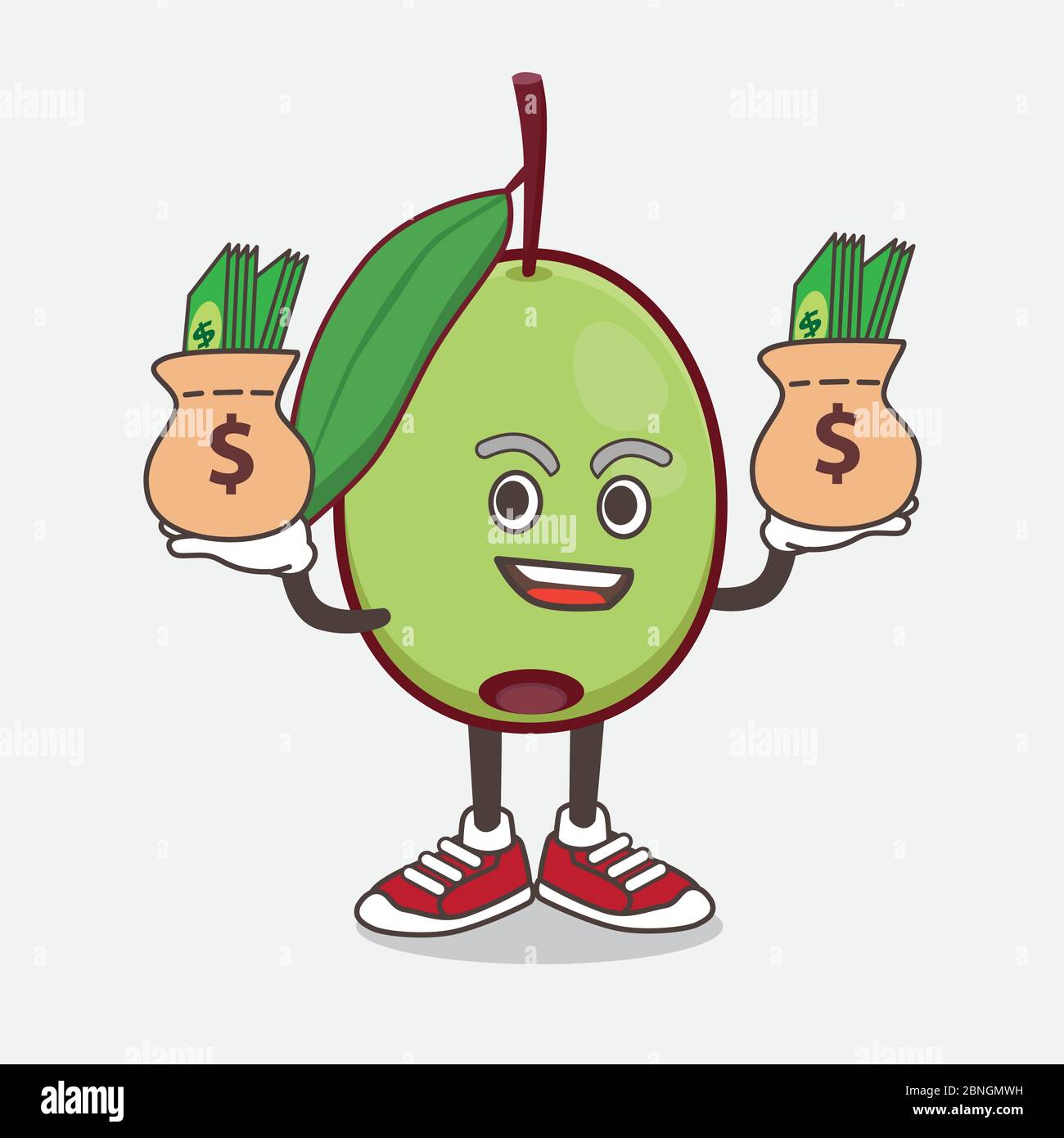 An illustration of Olive Fruit cartoon mascot character with money on ...