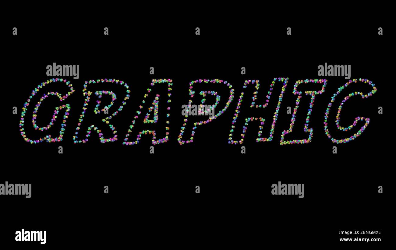 GRAPHIC: 3D illustration of the text made of small objects over a black ...