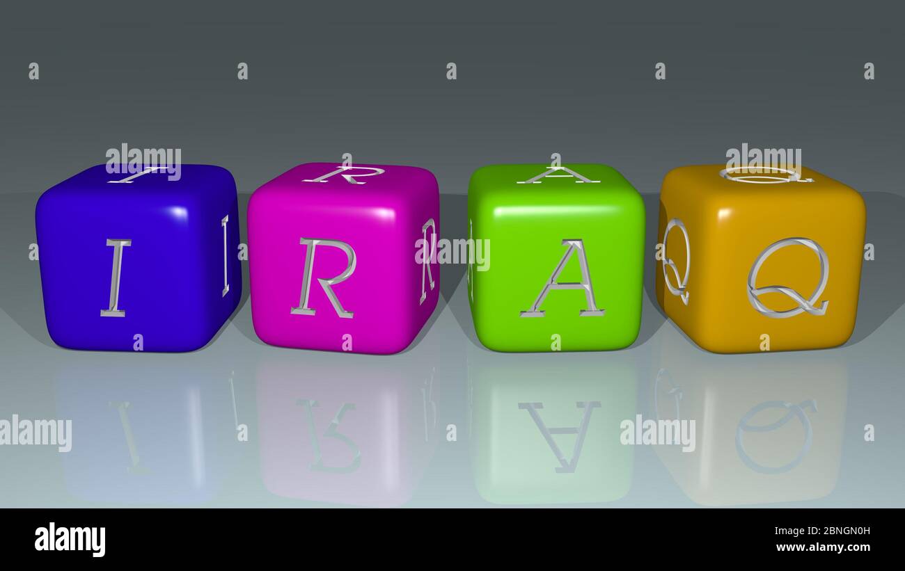 combination of IRAQ built by cubic letters from the top perspective ...