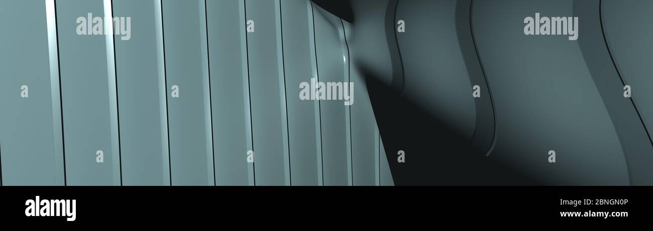 Ultra wide 3D illustration of a geometrical shape of powder blue color ...