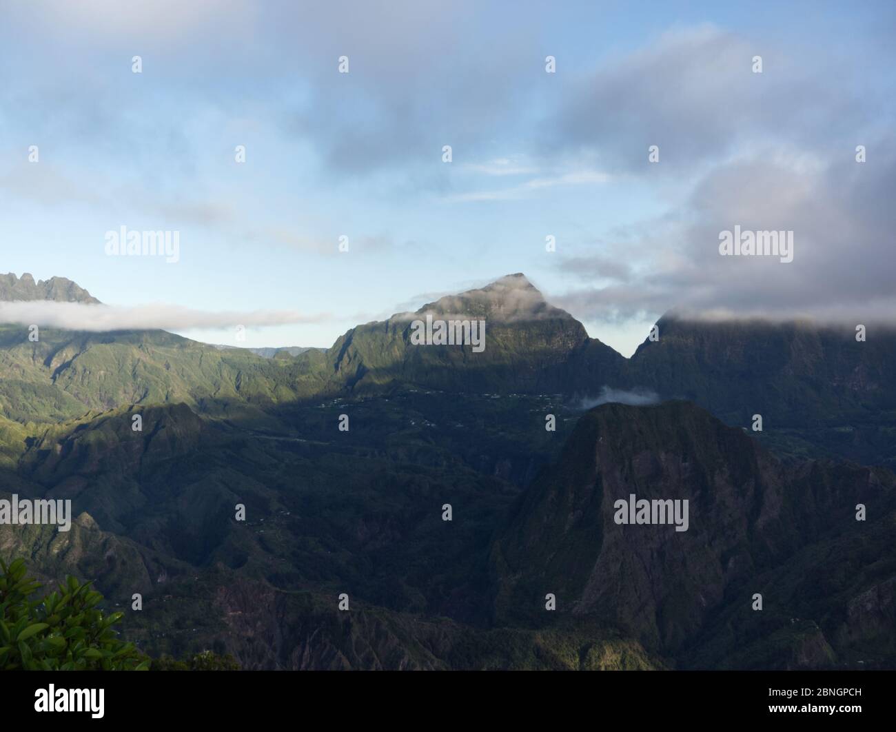 Scenic viewpoint on Salazie with light and shadow effects on the ...