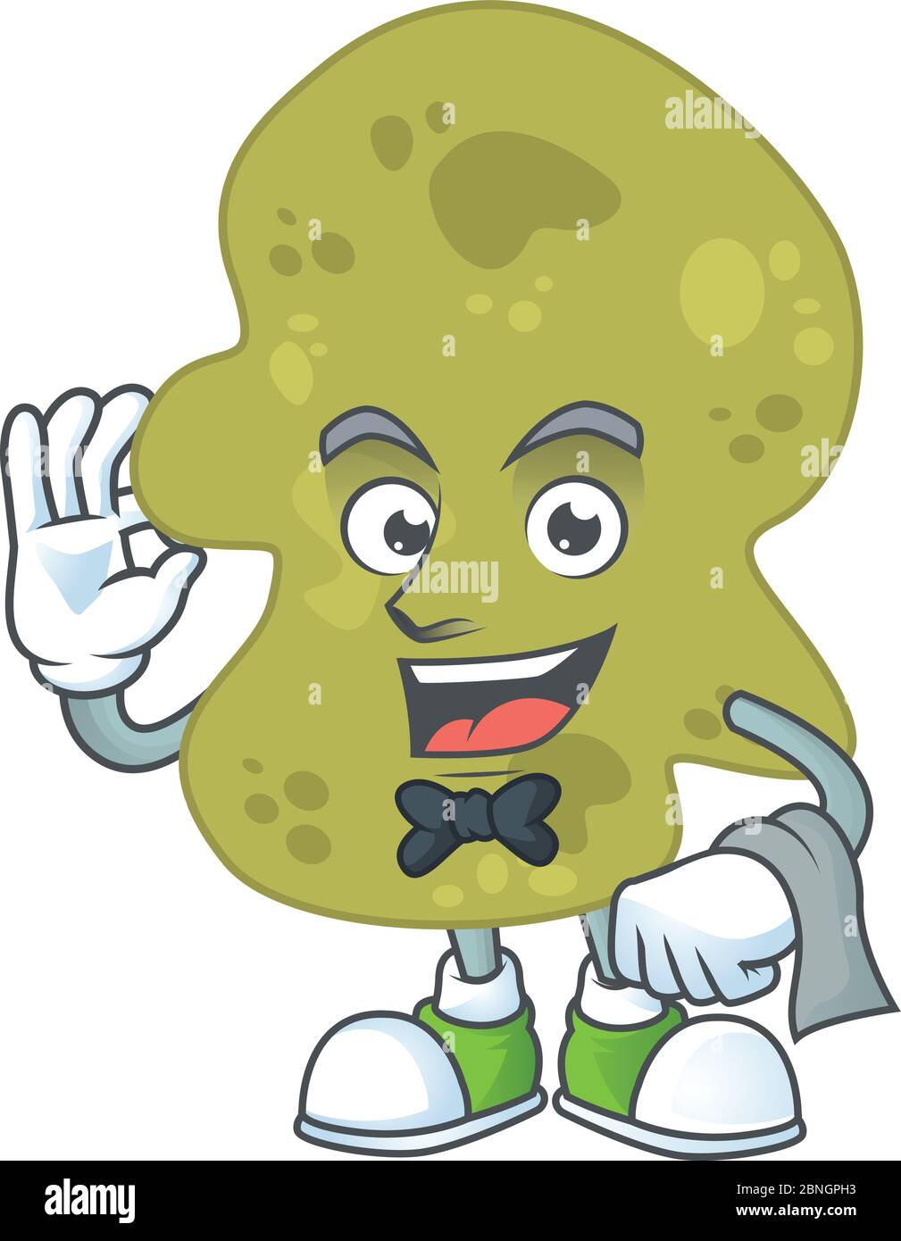 A cartoon image of verrucomicrobia as a waiter character ready to serve ...