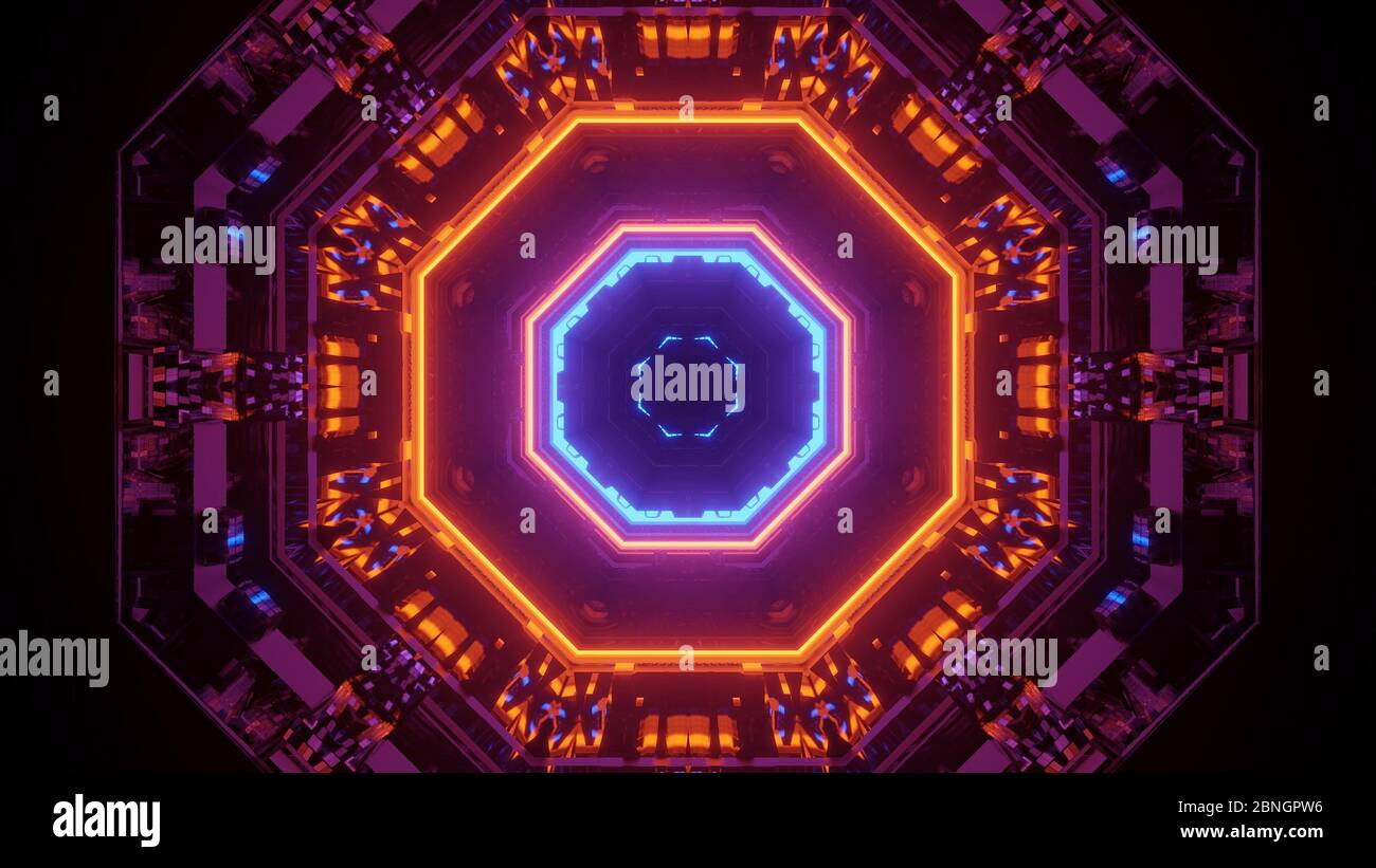 3D futuristic background with glowing abstract colorful neon lights ...