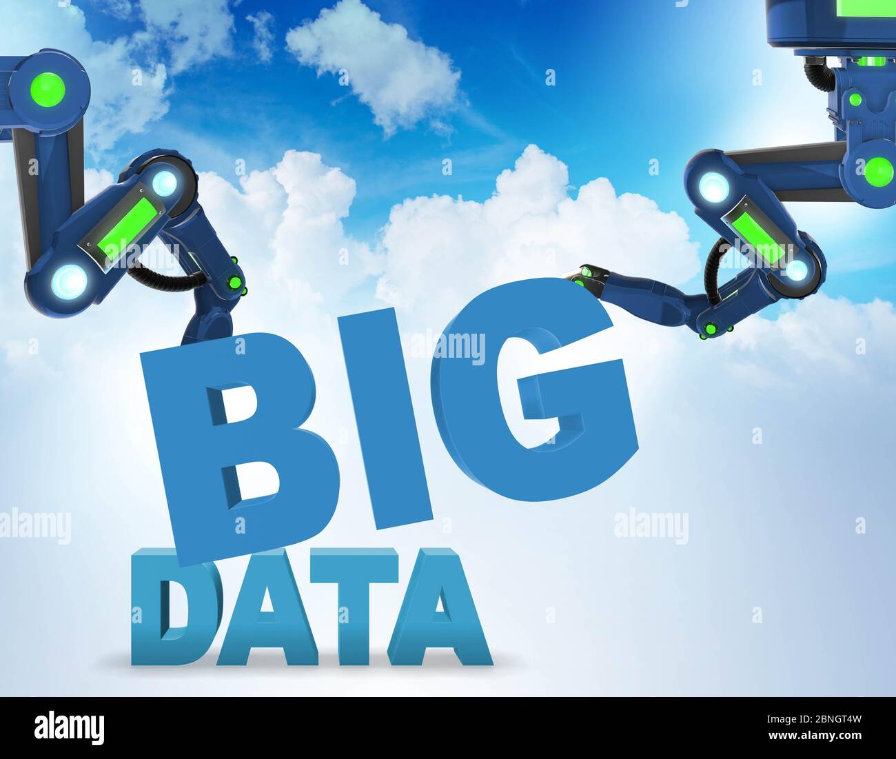 The big data concept with robotic arms - 3d rendering Stock Photo - Alamy