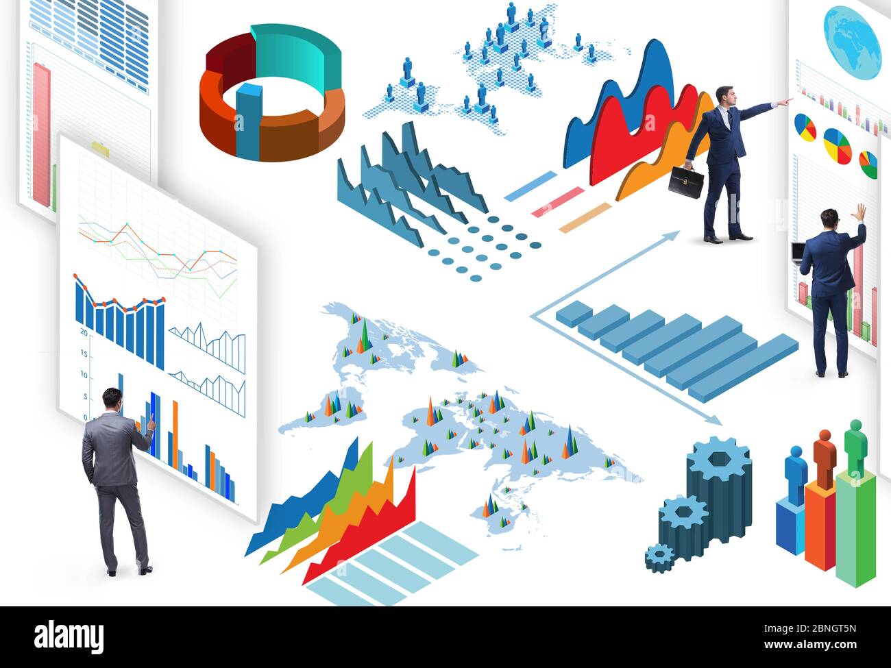 The businessman in business visualization and infographics concept ...