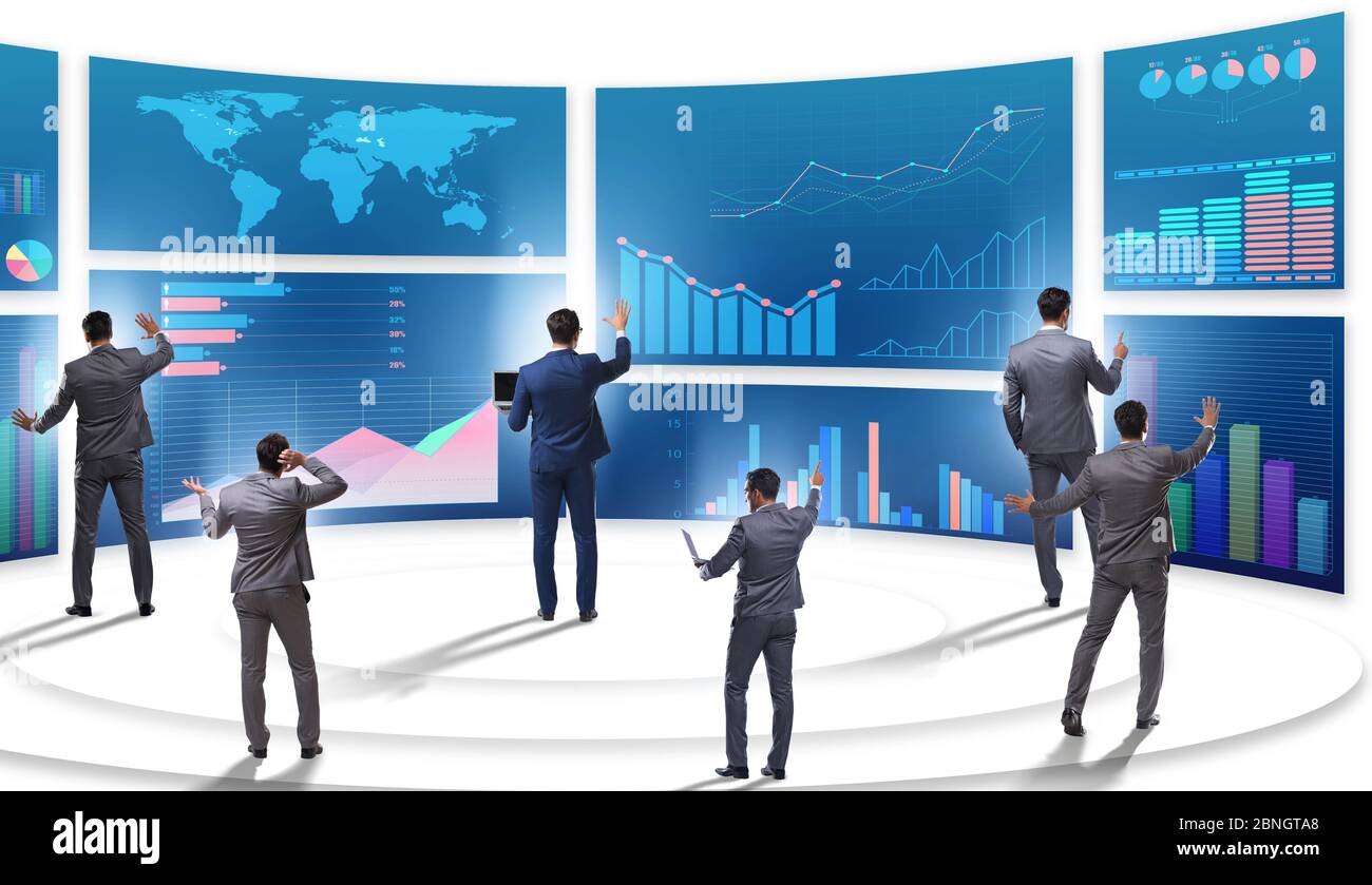 The businessman in business visualization and infographics concept ...