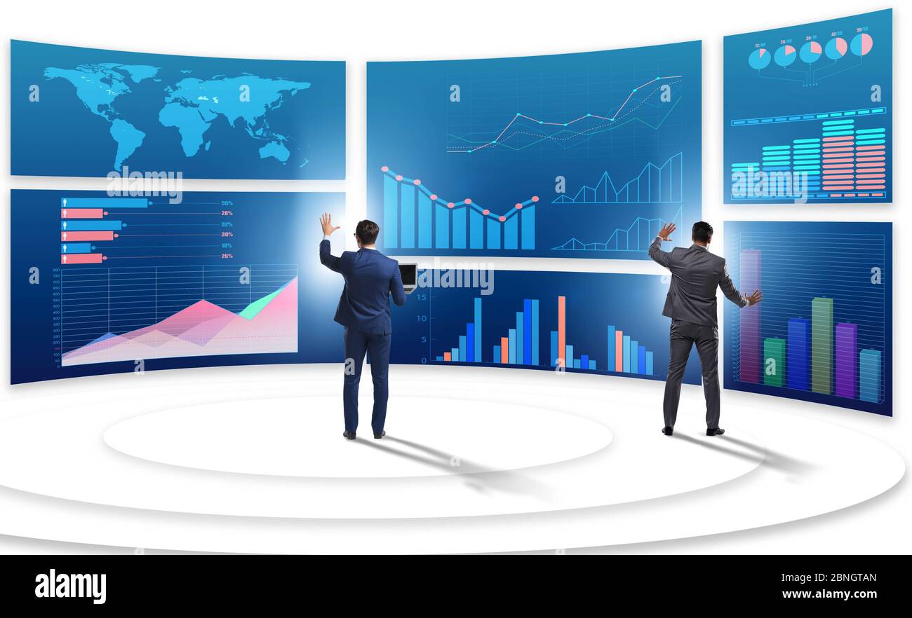 The businessman in business visualization and infographics concept ...