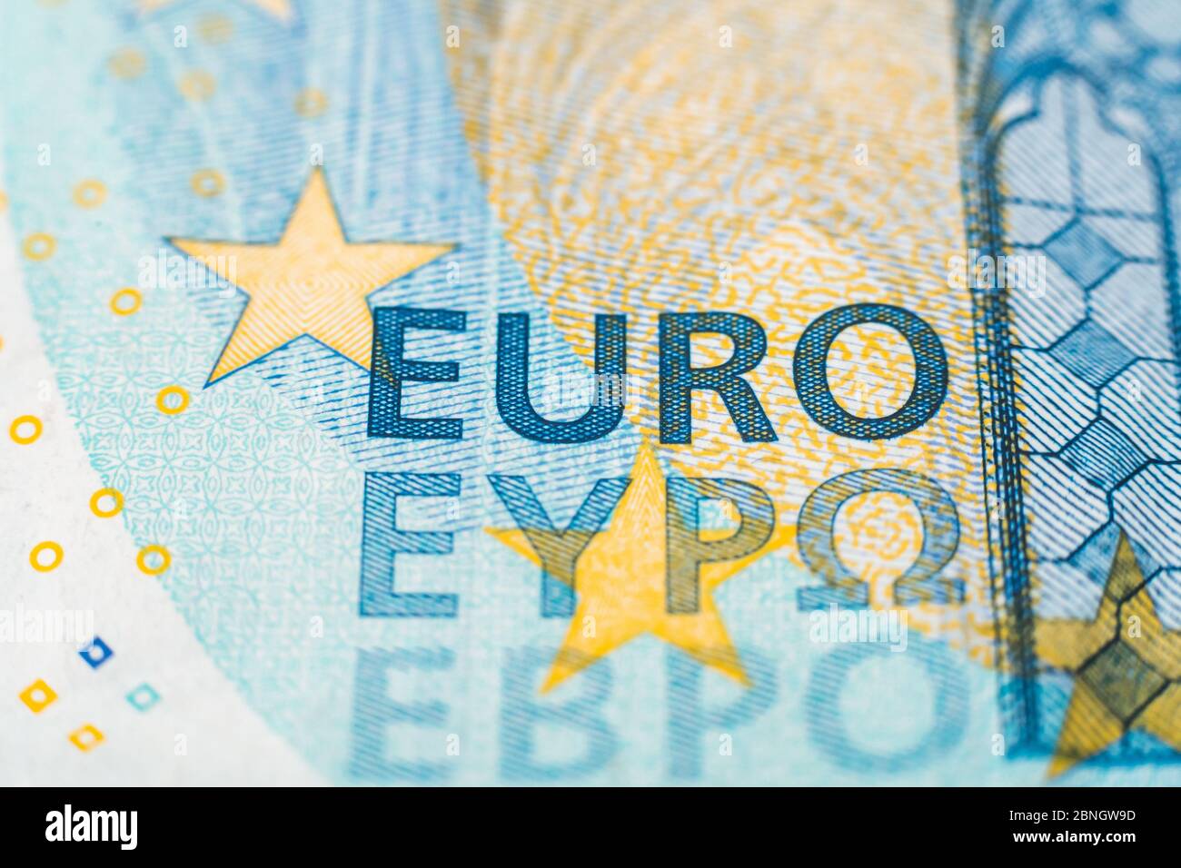 Macro image of a blue Euro banknote Stock Photo - Alamy