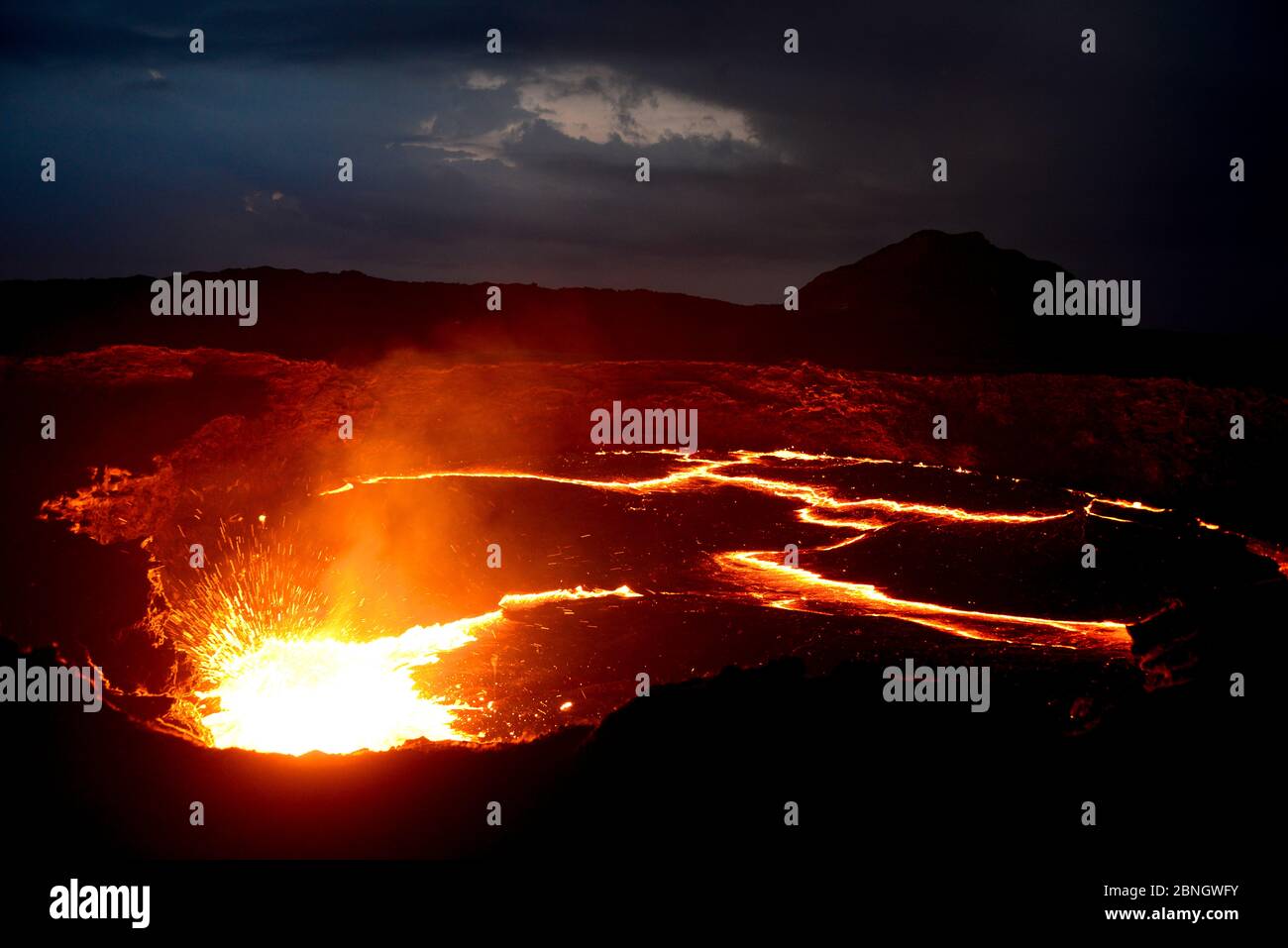 Erta Ale volcano, lava crater in motion. Afar Region, Ethiopia, Africa ...