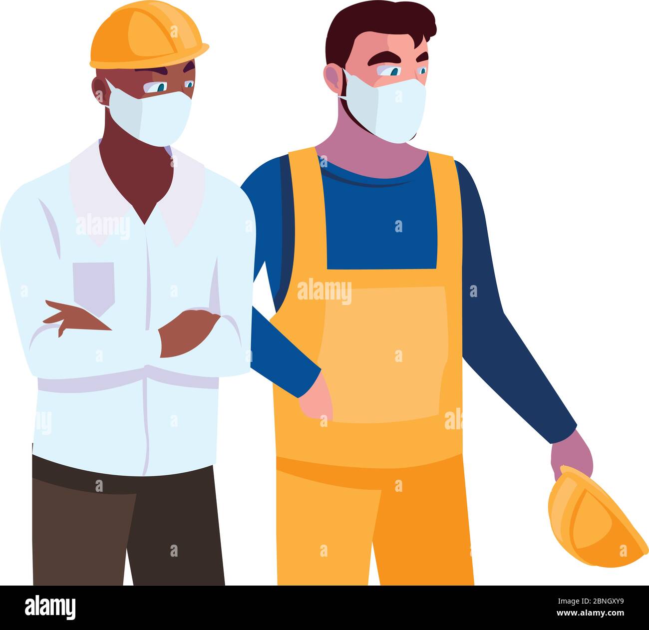 engineer and operator using mask vector illustration desing Stock ...