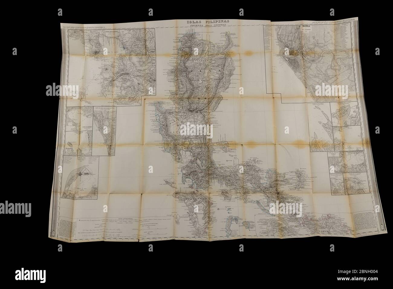 Old map isolated on the black background Stock Photo - Alamy