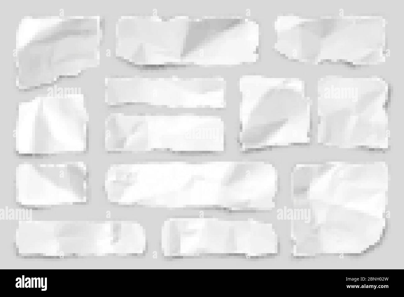 Ripped paper strips. Realistic crumpled paper scraps with torn edges ...